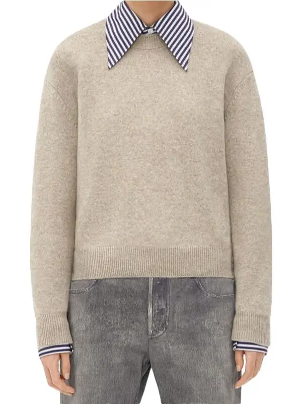 Bottega Veneta Intrecciato Leather Patches Jumper - Desert-colored
