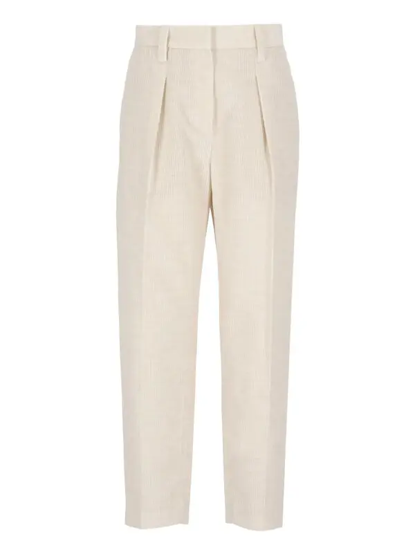 Brunello Cucinelli Monili Detailed Pleat Trousers - Ivory