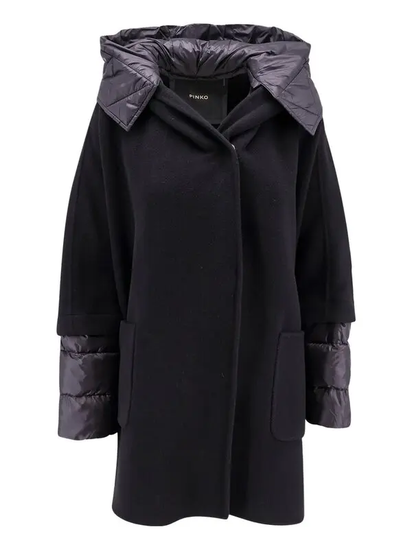 Pinko Quilted Hooded Coat - Black