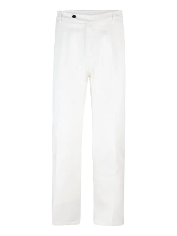 Eleventy Button-fastening Cotton-blend Trousers - White