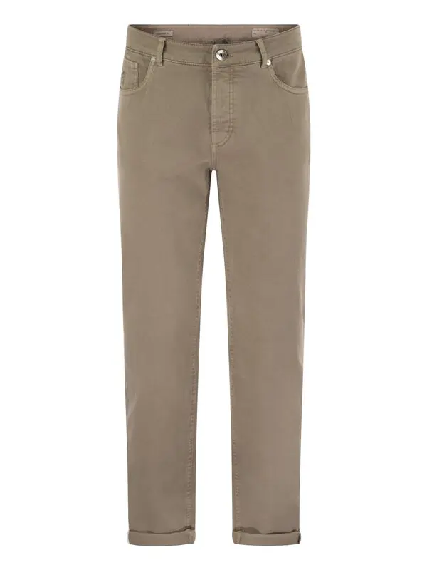 Brunello Cucinelli Straight-leg Jeans With Logo Patch - Light Brown