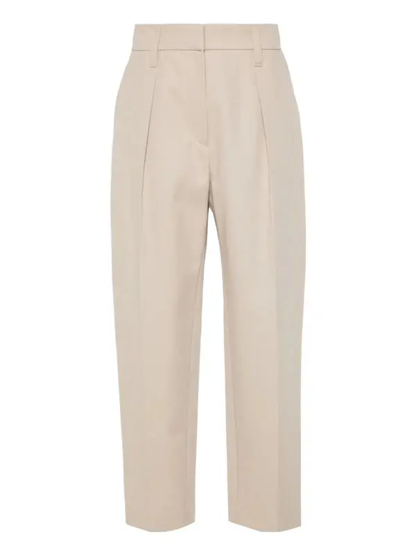 Brunello Cucinelli Pleated Tailored Trousers With Monili Detail - Nude