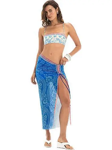 Victoria's Secret Agua Bendita Tock Skirt With Ruched Front And Side Slit - Blue