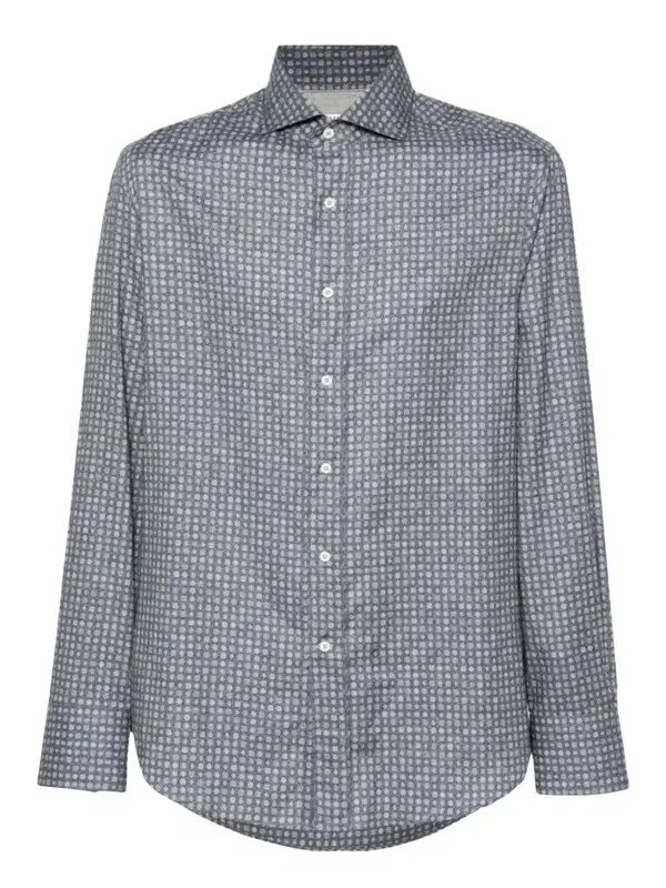Brunello Cucinelli Graphic-print Cotton Shirt - Gray