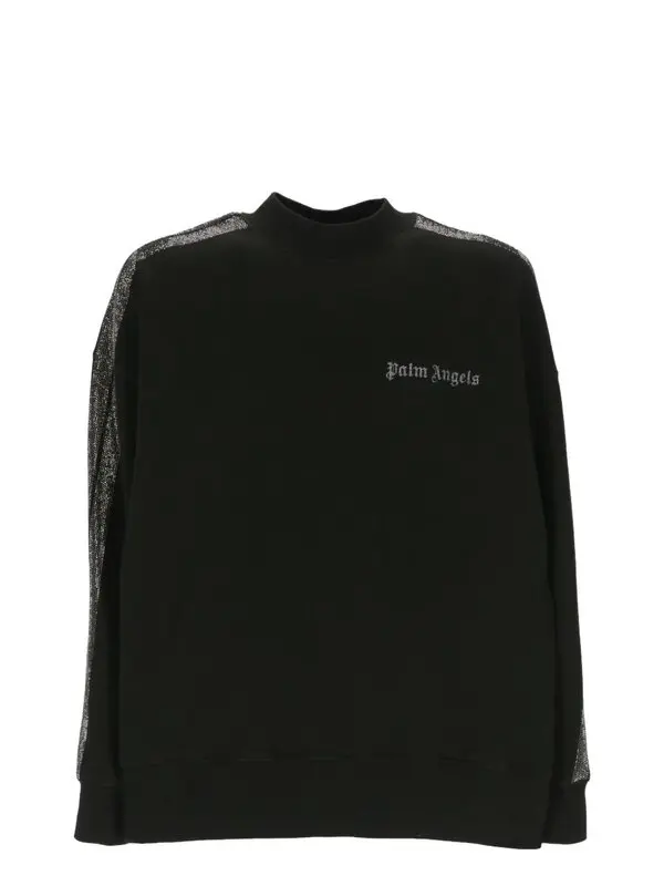 Palm Angels Glitter Logo Detail Crew-neck Sweatshirt - Black