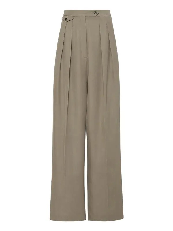 THE ROW High-waisted Pleated Wide-leg Trousers - Gray