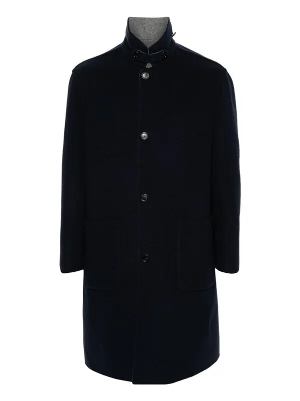 Brunello Cucinelli Reversible Cashmere Coat - Midnight Blue/medium Gray