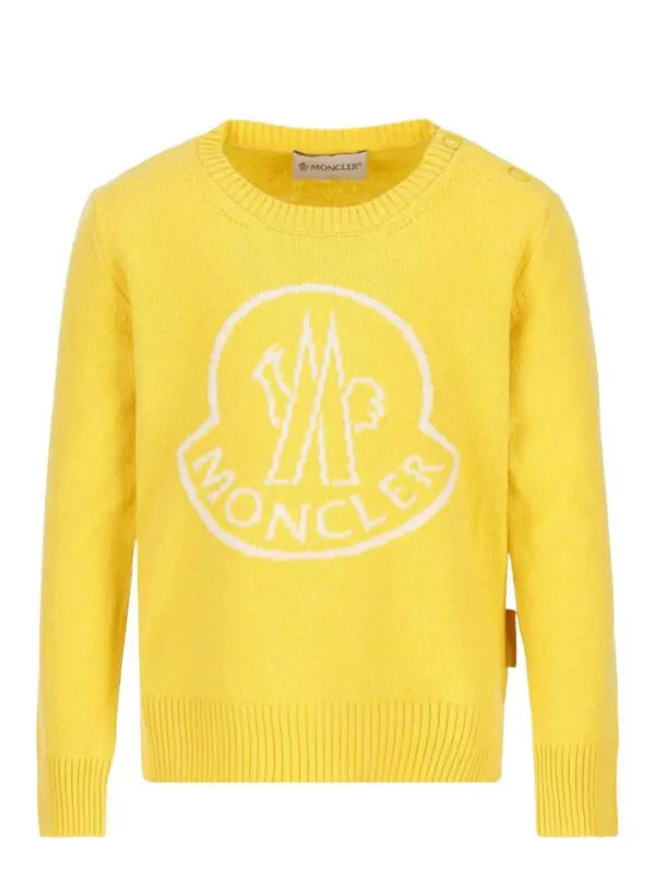 Moncler Logo Intarsia Wool Blend Pullover - Yellow