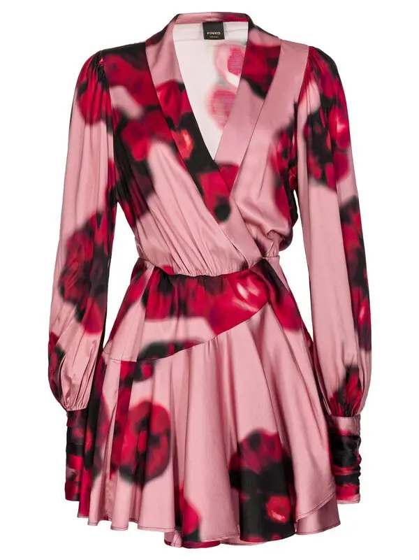 Pinko Floral Print Mini Wrap Dress - Pink