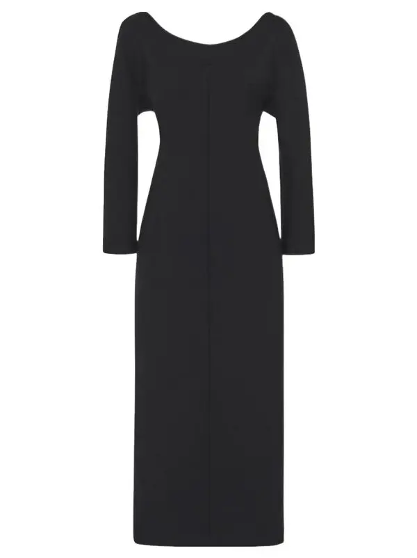 THE ROW Long Sleeve Wool Blend Dress - Black