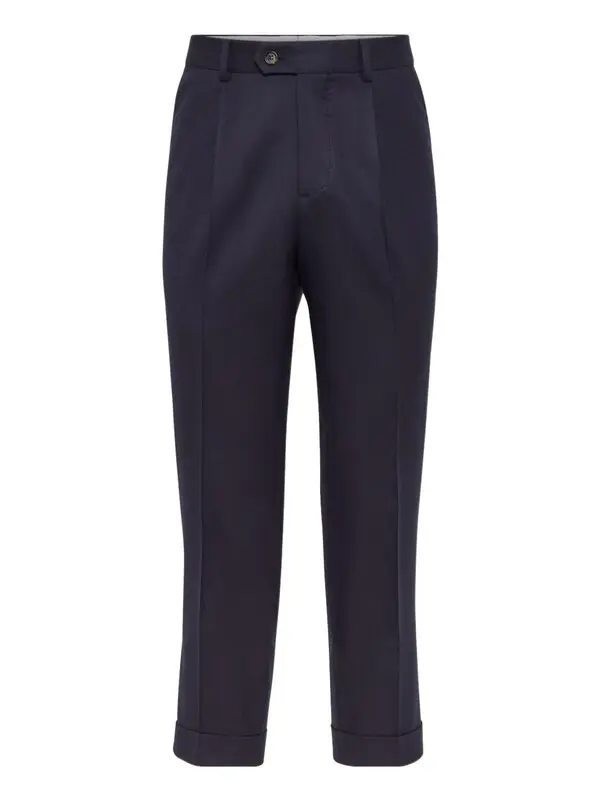 Brunello Cucinelli Cotton Tapered Trousers - Blu
