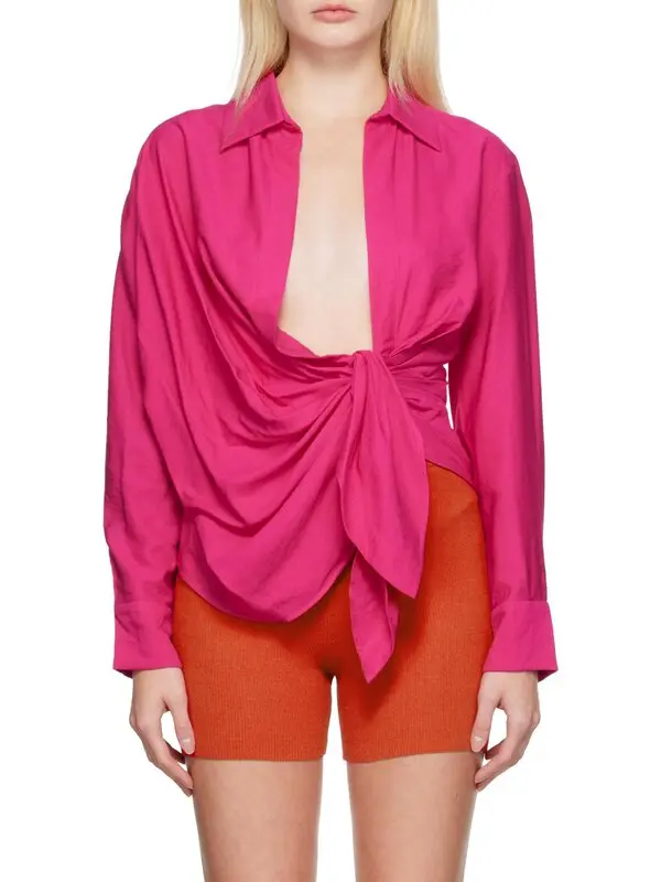Jacquemus Bahia Knot-detail Shirt - Pink