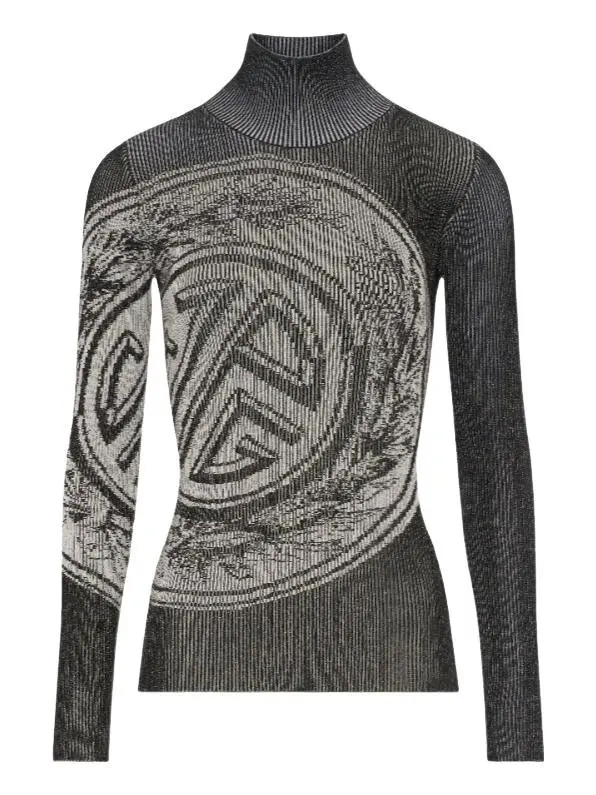 JEAN PAUL GAULTIER Laurel Stamp Jacquard Long Sleeve Sweater - Grey
