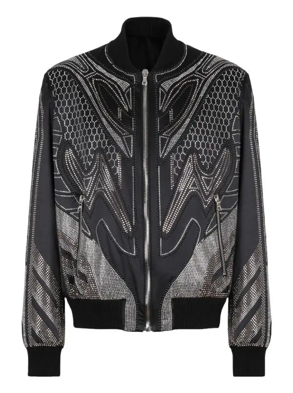Balmain Studded Nylon Bomber Jacket - Black