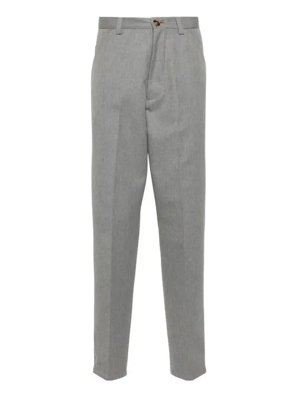 Brunello Cucinelli Straight-leg Tailored Trousers With Pressed Crease - Medium Gray