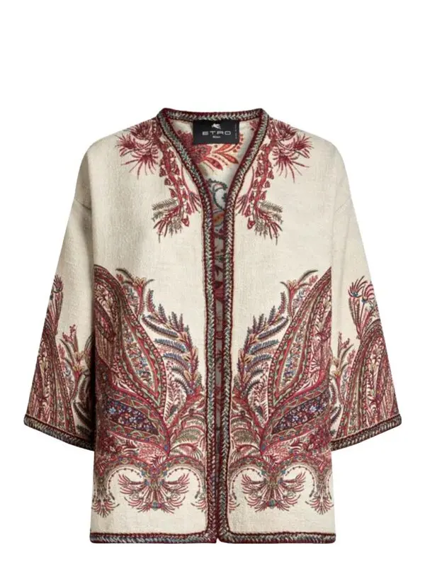Etro Floral Paisley Jacquard Poncho - Beige