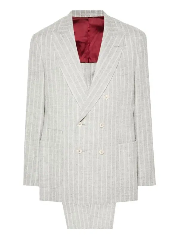 Brunello Cucinelli Striped Two-piece Tailored Suit - Grey