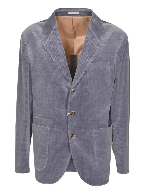 Brunello Cucinelli Corduroy Single-breasted Blazer - Gray