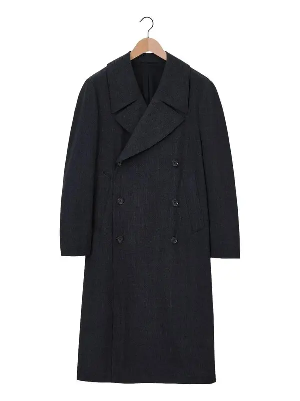 LEMAIRE Double Breasted Tailored Coat - Blue Mixed Color