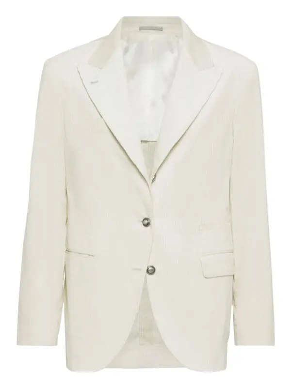 Brunello Cucinelli Single-breasted Corduroy Blazer - Ivory White
