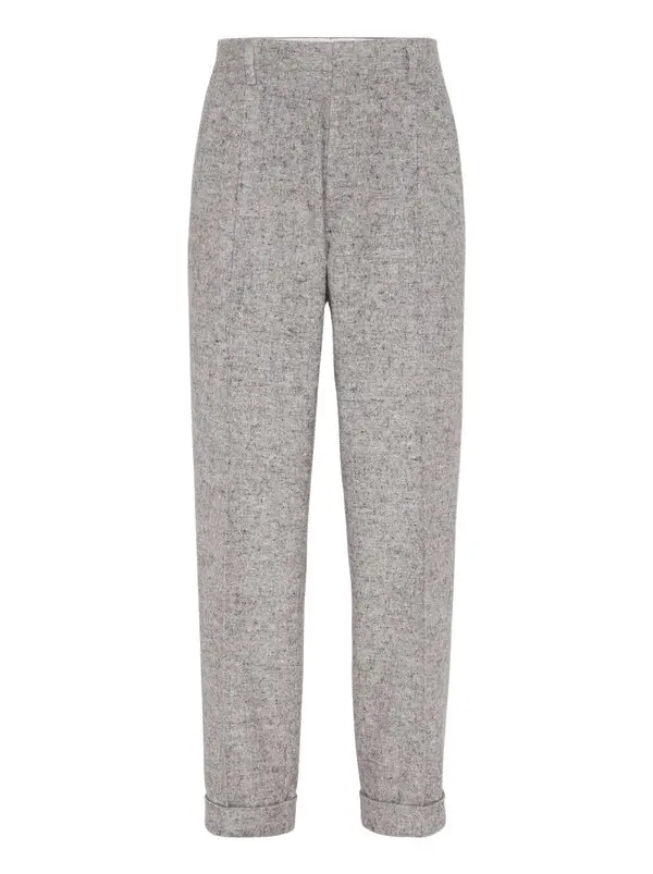 Brunello Cucinelli Pleated Wool Trousers - Grey