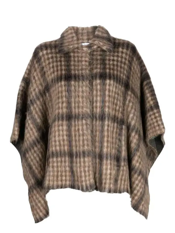 Brunello Cucinelli Check Poncho - Brown