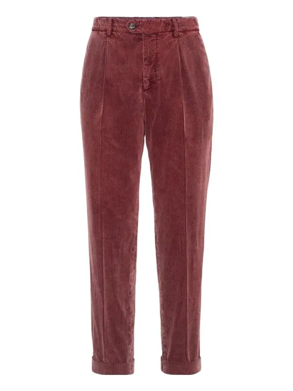 Brunello Cucinelli Pleated Tape Leg Trousers - Red