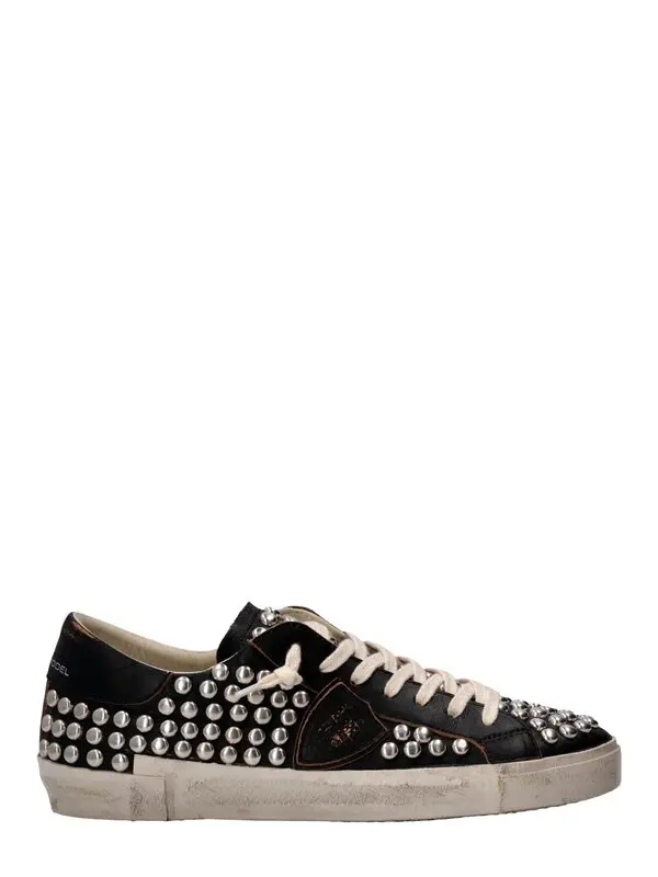 Philippe Model Studded Lace-up Low Top Sneakers - Black