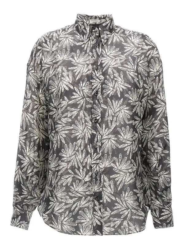 Brunello Cucinelli Printed Curved Hem Shirt - Multicolor