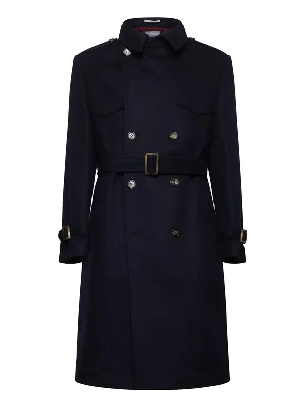 Brunello Cucinelli Double-breasted Long Sleeved Coat - Black