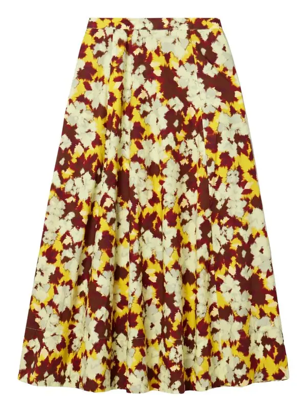 Ulla Johnson Pleated Floral Print Midi Skirt - Multicolor