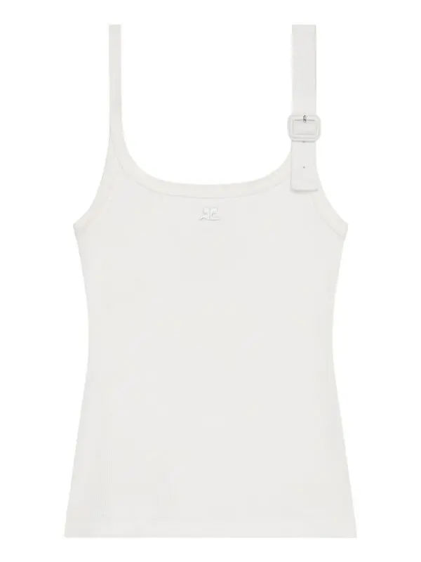 COURREGES Ribbed Tank Top With Buckle Detail - Inheriting White