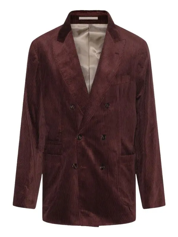 Brunello Cucinelli Sea Island Double-breasted Corduroy Blazer - Black