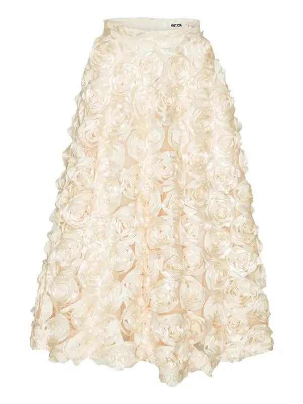 ROTATE BY BIRGER CHRISTENSEN 3d Floral Midi Skirt - Nude