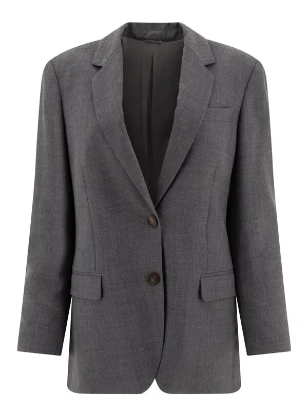 Brunello Cucinelli Single-breasted Long-sleeved Blazer - Black