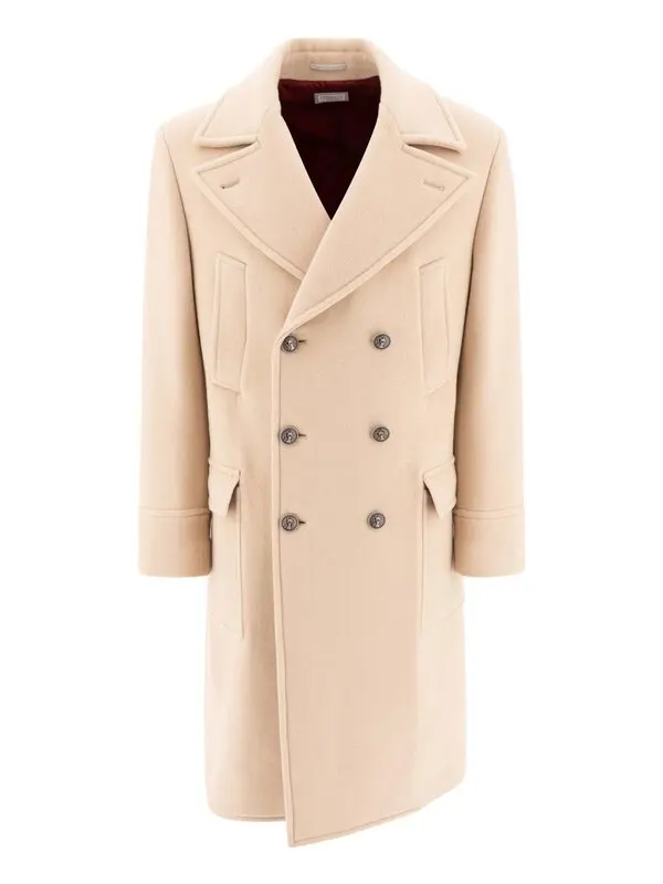 Brunello Cucinelli Double-breasted Long Sleeved Coat - Light Brown