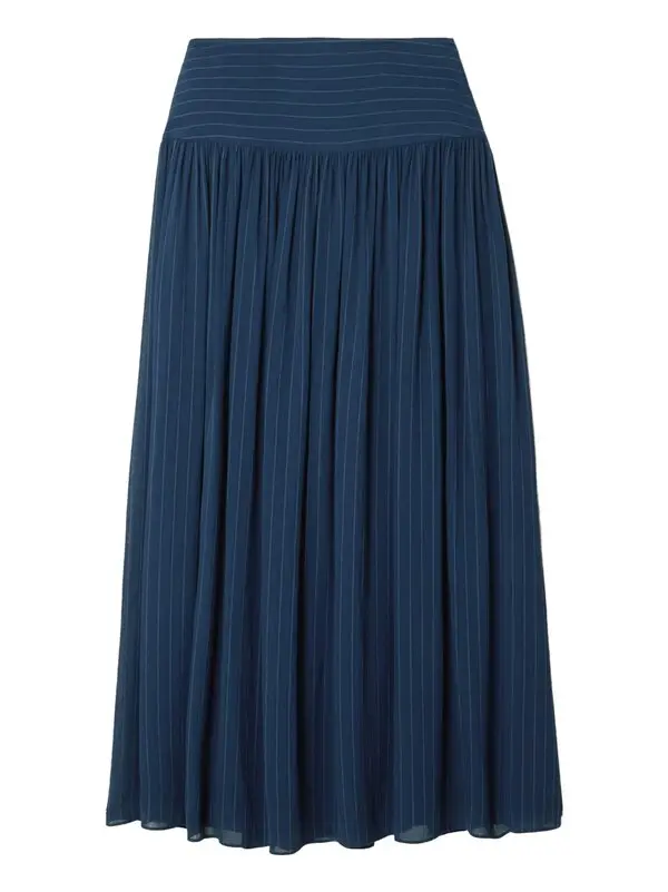 JOSEPH Santos Pinstriped Midi Skirt - Indigo