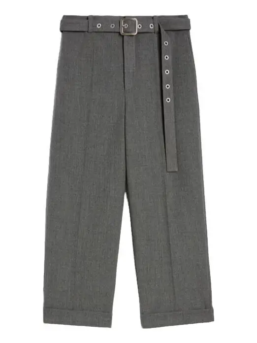 JIL SANDER Pressed Crease Belted Trousers - Black