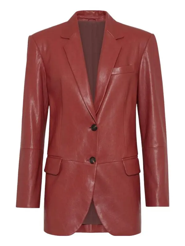 Brunello Cucinelli Single-breasted Leather Jacket - Ruby Red