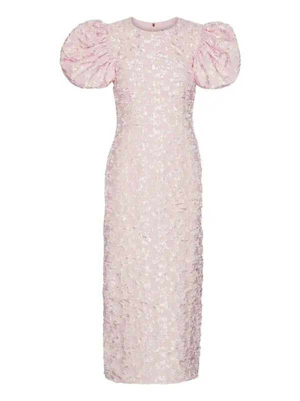 ROTATE BY BIRGER CHRISTENSEN Puff-sleeve Jacquard Maxi Dress - Pink