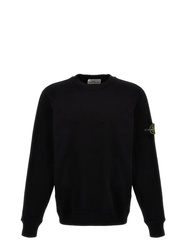 Stone Island Logo Patch Crewneck Sweatshirt - Black
