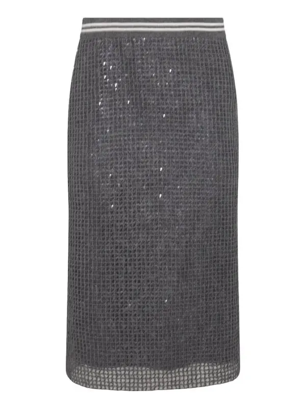 Brunello Cucinelli Sequin Embellished Midi Skirt - Grey