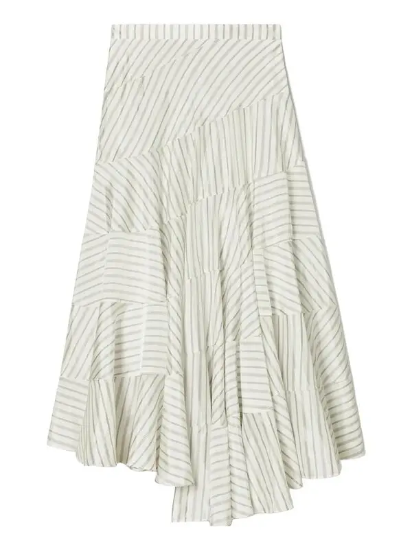Tory Burch Striped Asymmetrical Skirt - White