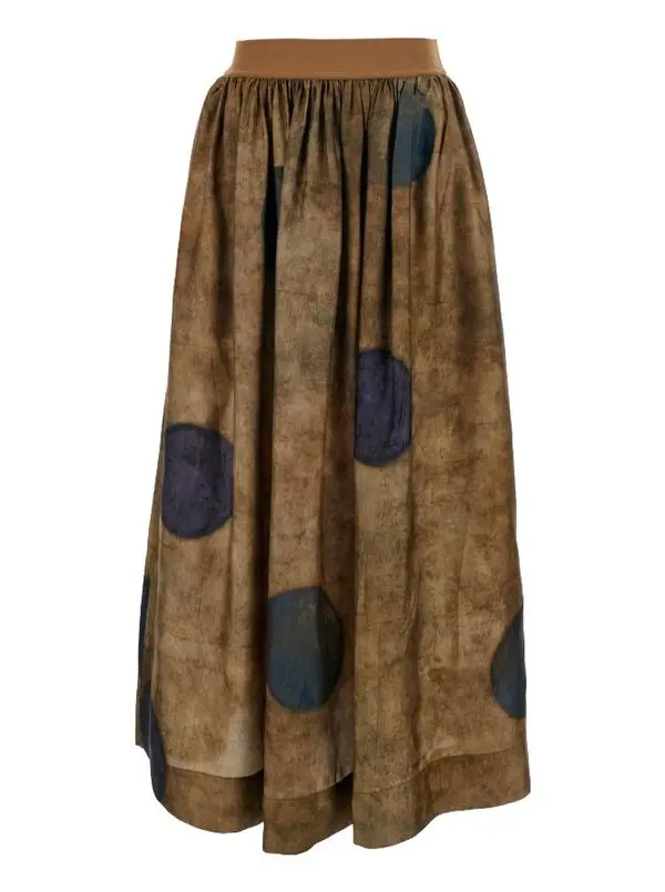 UMA WANG High-waisted Midi Skirt With Pleated Front - Brown