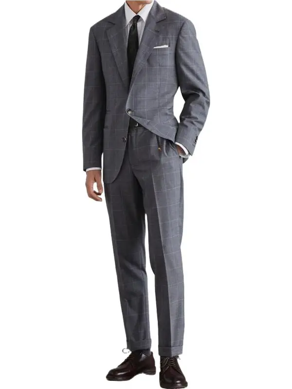 Brunello Cucinelli Lapel Long-sleeved Suit Set - Grey