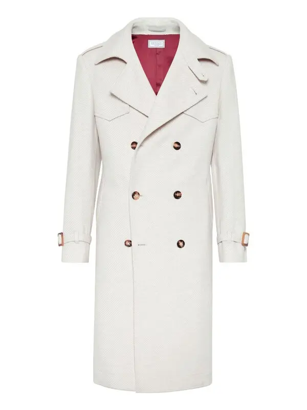 Brunello Cucinelli Double Breasted Belted Coat - White