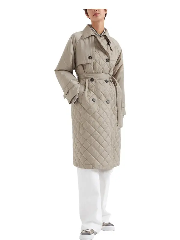 Brunello Cucinelli Quilted Trench Coat - Gray