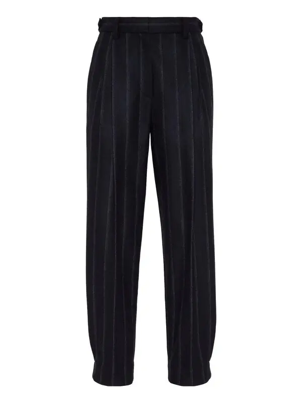 Brunello Cucinelli Striped Tailored Trousers - Black
