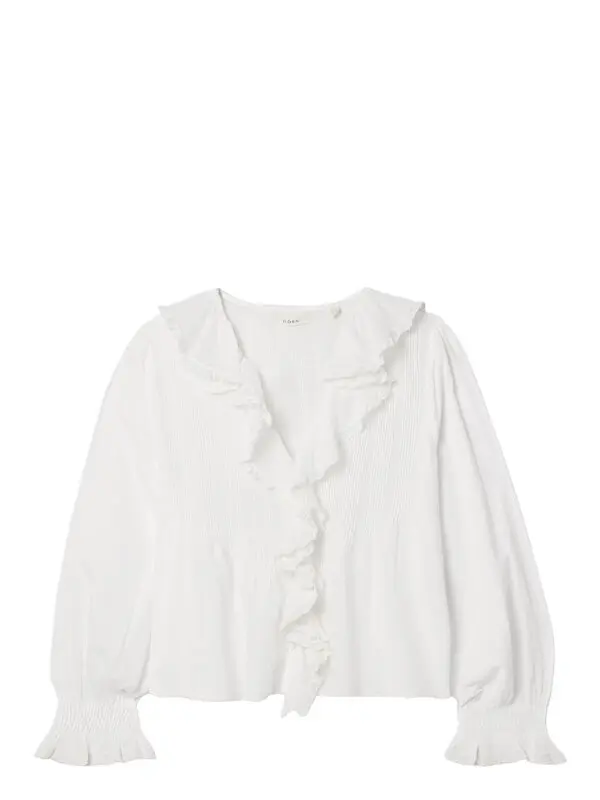 DÔEN Lace-trimmed Long Sleeve Shirt - White
