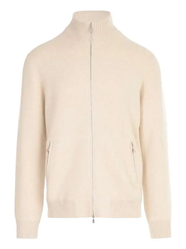 Brunello Cucinelli Zip-up Knit Cardigan - White